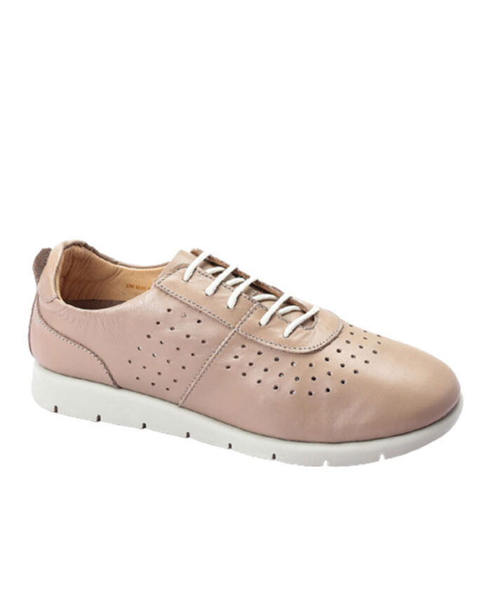 Genuine Leather Lace Up Sneaker - Levent Shoes